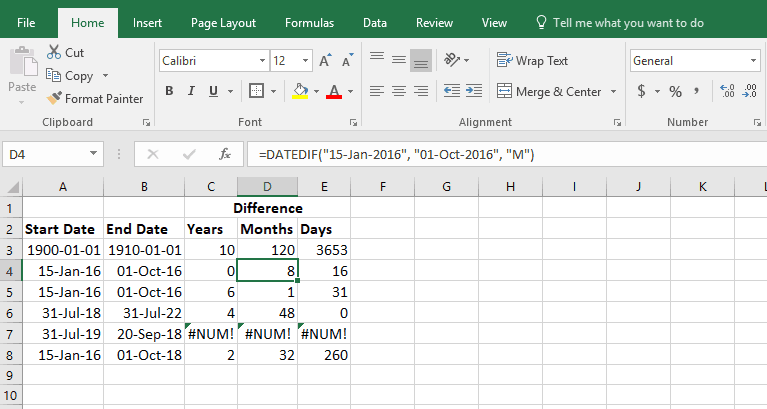 Excel Datedif Function Calculate The Difference Between Two Dates Riset